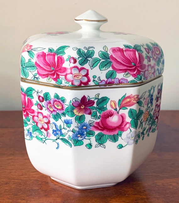 Crown Staffordshire Octagonal Pot With Lid / Cookie Jar / - Etsy