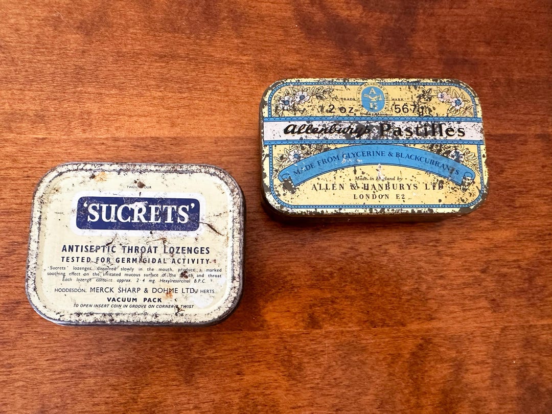 Pair of Vintage Pastille Tins / Lozenger Tins Allenbury & Sucrets ...