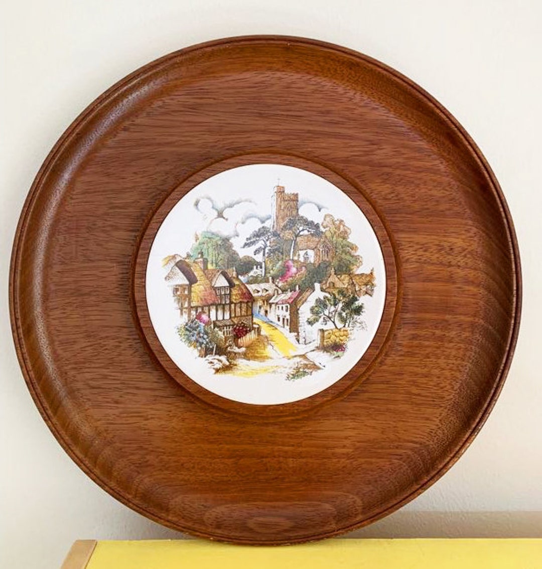 Teak Wood and Ceramic Tile Cheese Board / Wall Hanging - Etsy