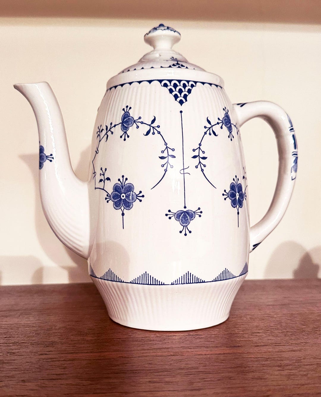 Edwardian Furnivals 'denmark' Pattern Coffee Pot Blue & White Made in ...
