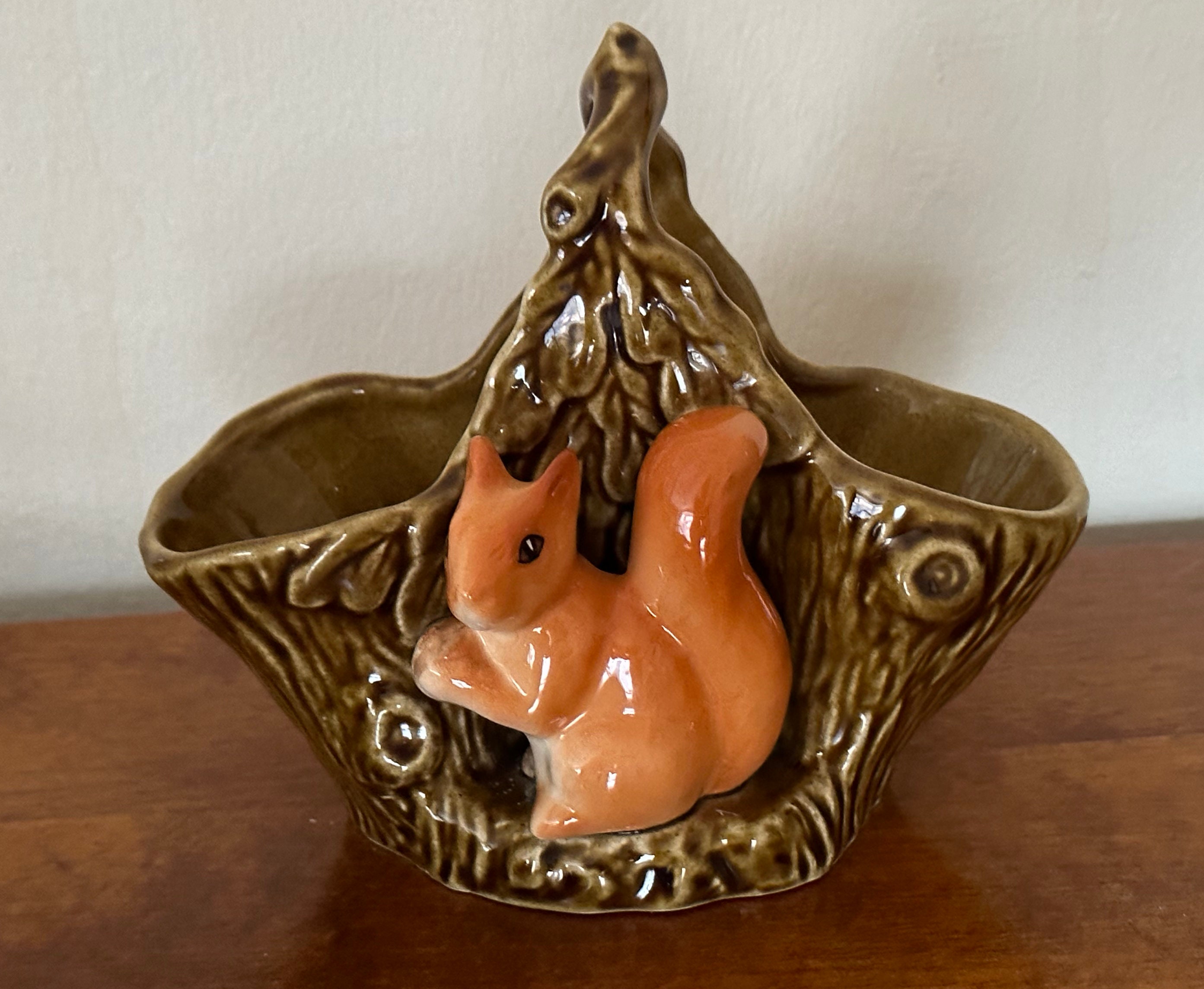 Vintage 1950s Sylvac Squirrel Oak Tree Basket Posey Vase 4240 - Etsy UK