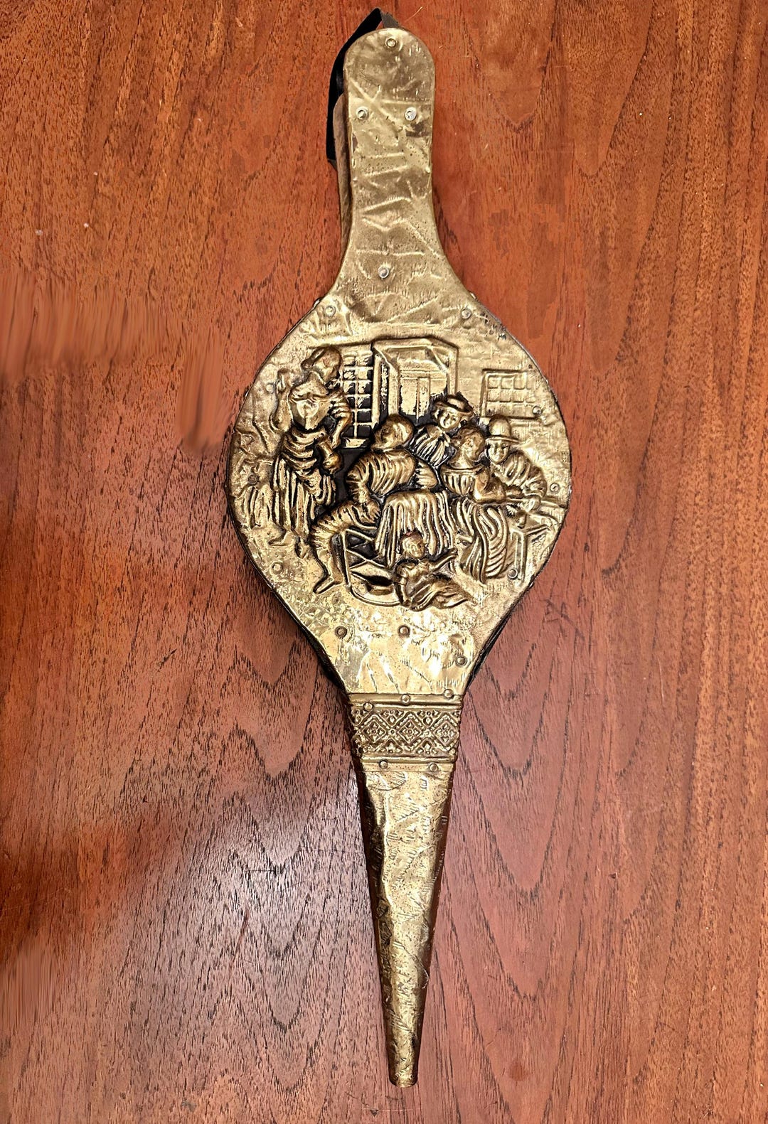 Vintage Fireside Bellows Hand Crafted Faux Leather, Wood & Brass Tavern ...