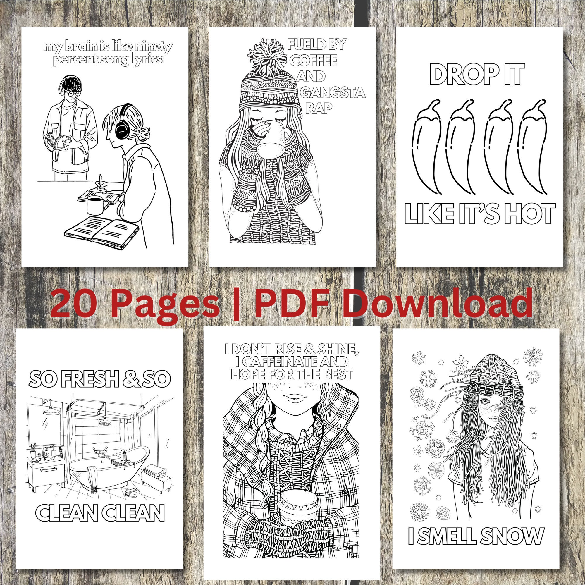 Pop Culture Coloring Pages Adult Coloring Pages Stress Relief Includes ...