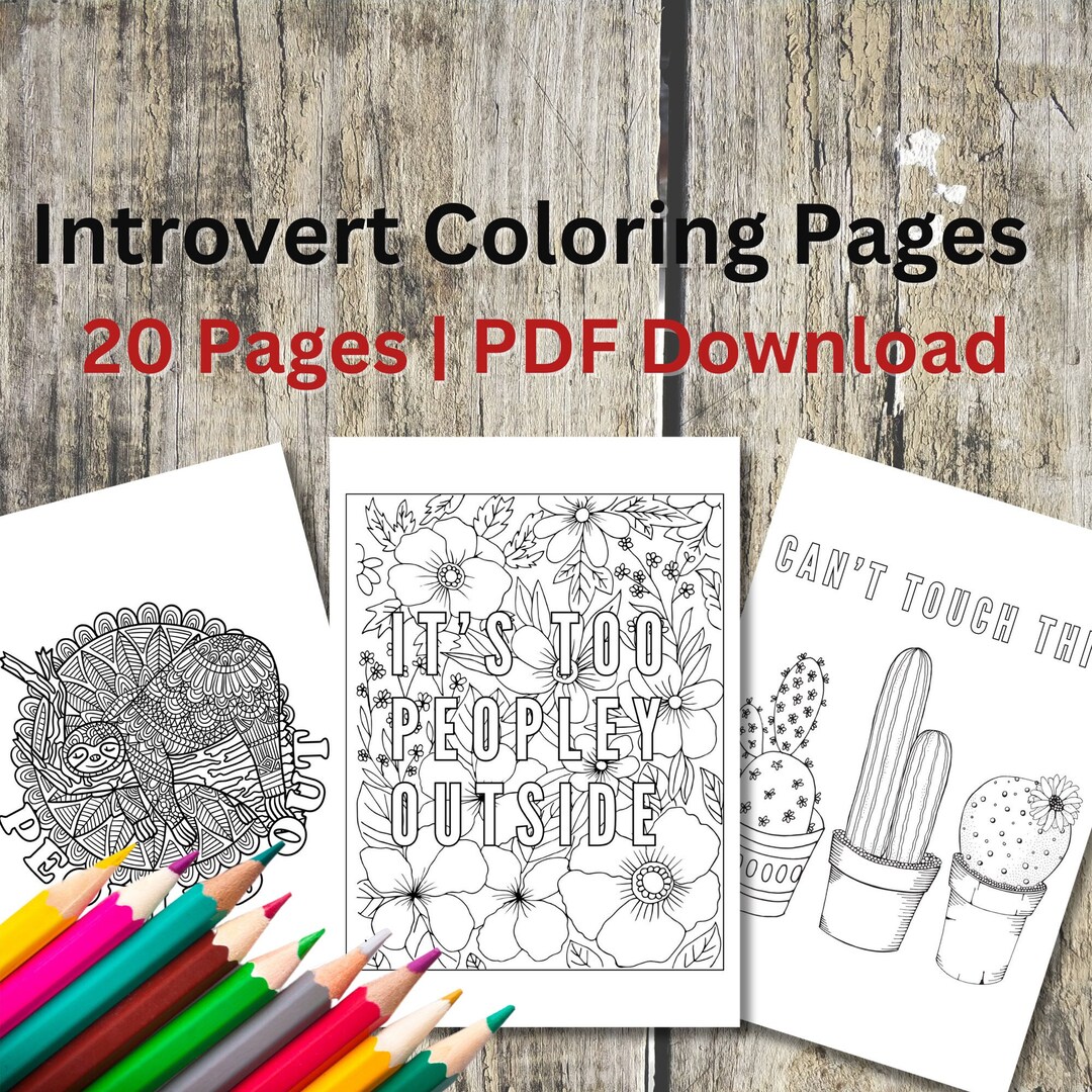 Introvert Coloring Pages Adult ADHD Stress Relief Includes 20 Coloring ...