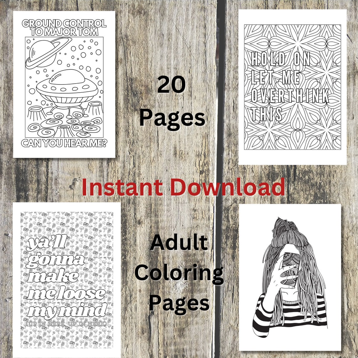 Pop Culture Coloring Pages Adult Coloring Pages Stress Relief Includes ...