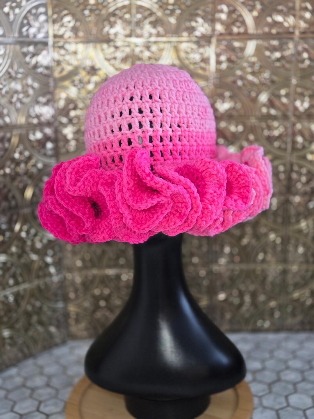 Handcrafted Crochet Ruffle Ruffle Hat - All Things Pink - Etsy