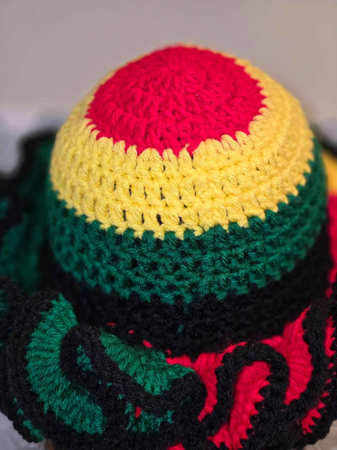 Handcrafted Crochet Ruffle Ruffle Hat- Rastafarian-themed - Etsy