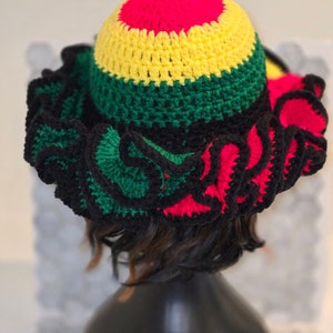 Handcrafted Crochet Ruffle Ruffle Hat- Rastafarian-themed - Etsy