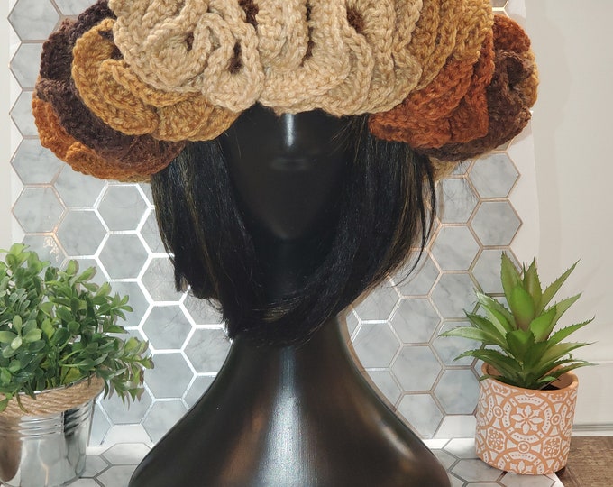Handcrafted Crochet Ruffle Ruffle Hat All Around Brown - Etsy