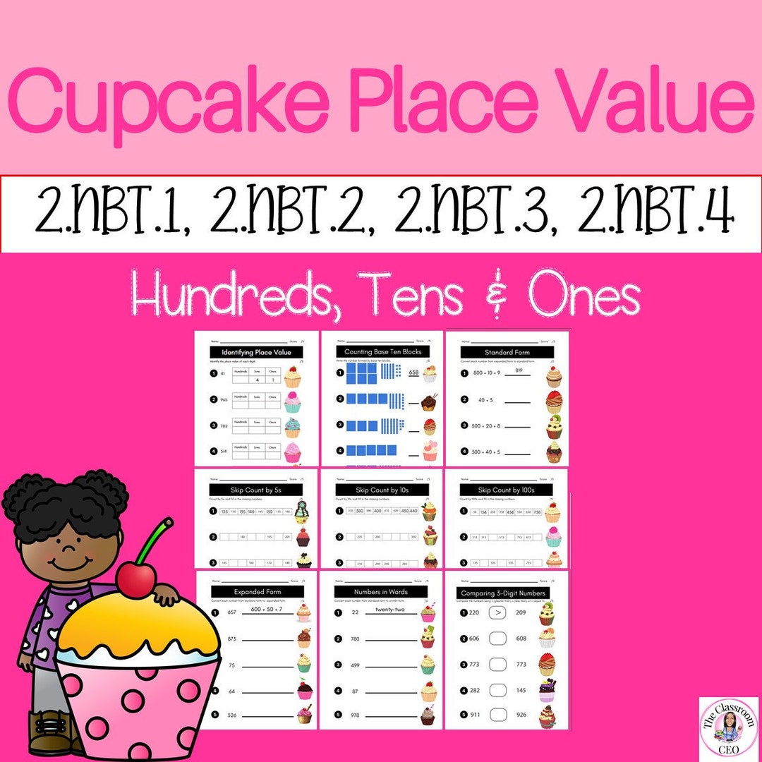 Cupcake Place Value Second Grade Worksheets/Printables - Etsy España