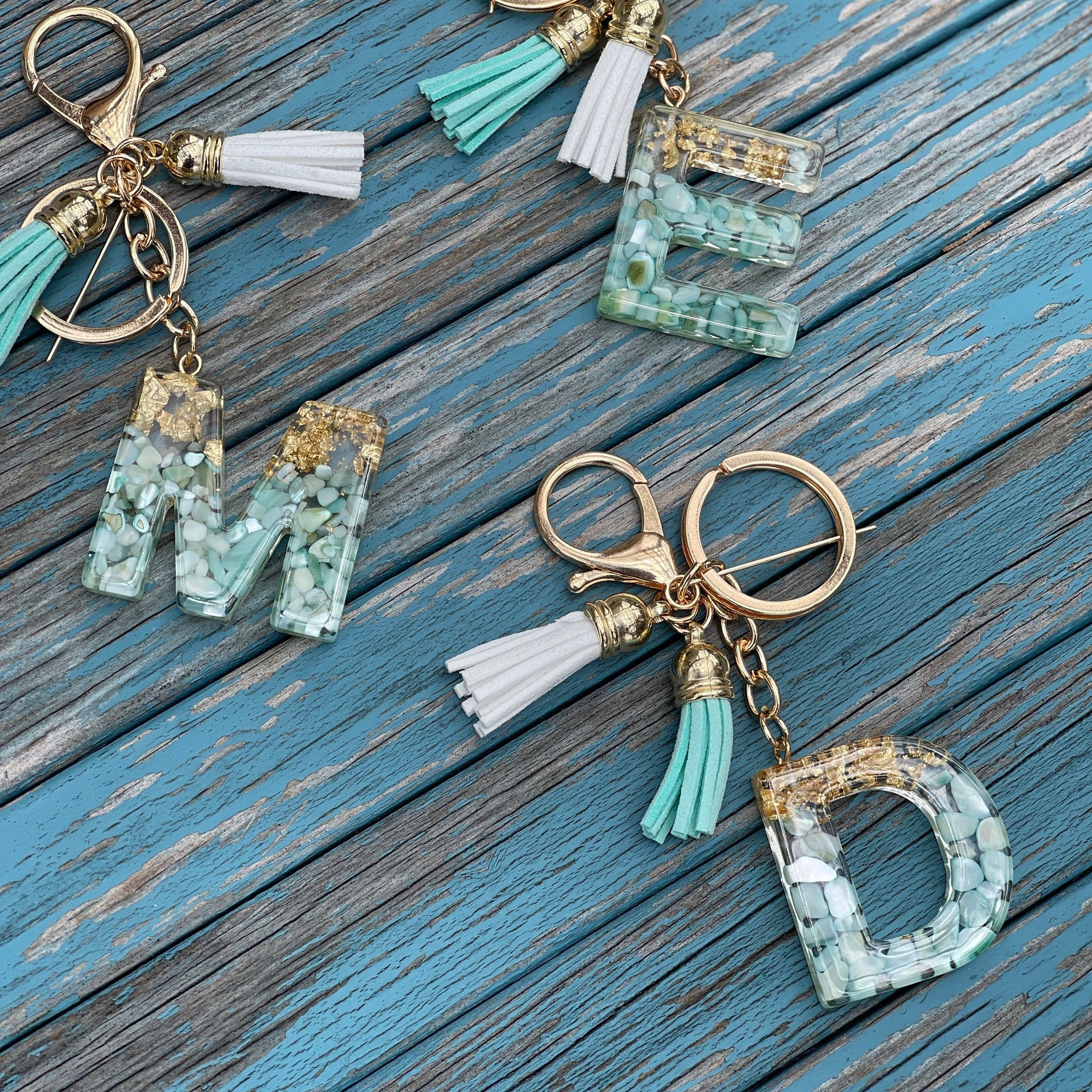 Initial Keychain Personalized Resin Letter Keychain Custom - Etsy