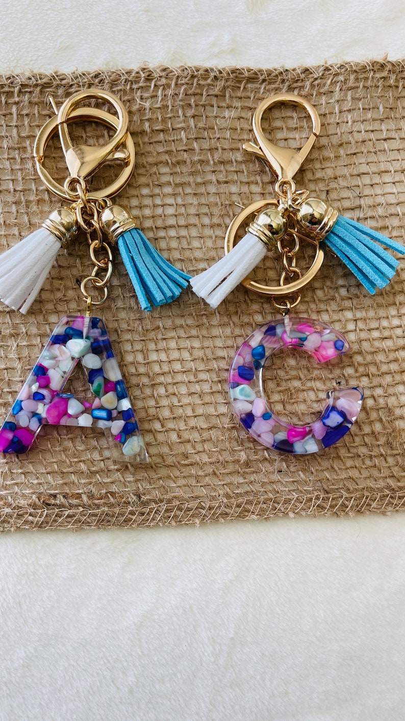 Initial Keychain, Personalized Resin Letter Keychain, Custom Letter ...