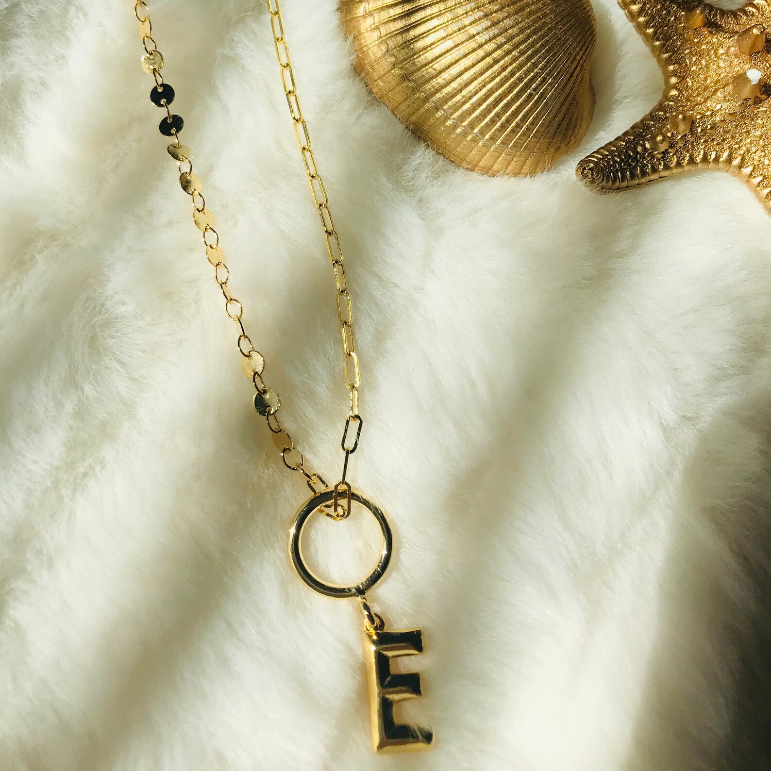 Chain Link Initial Necklace Gold Link Chain Gold Initial | Etsy