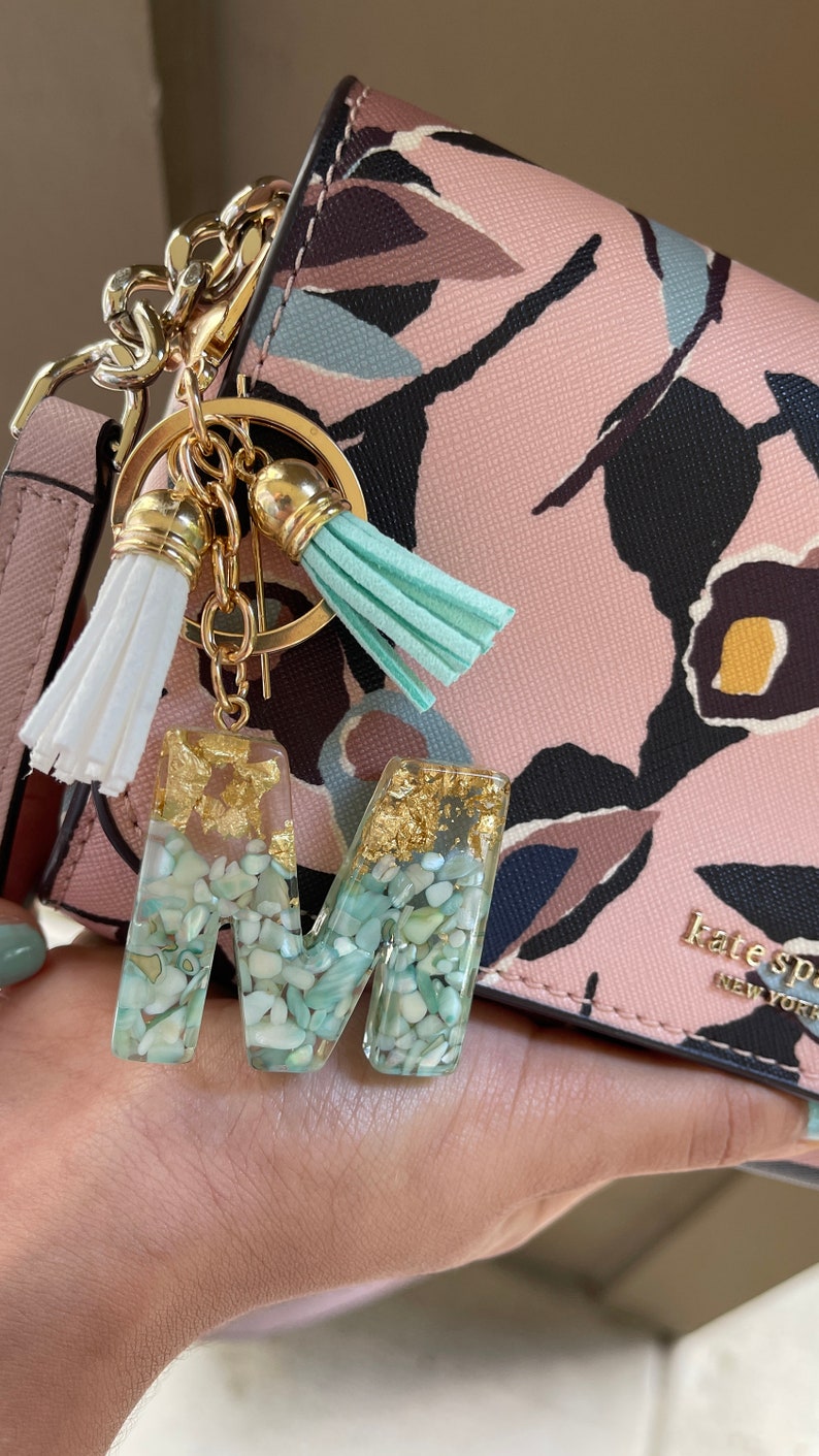 Initial Keychain Personalized Resin Letter Keychain Custom - Etsy