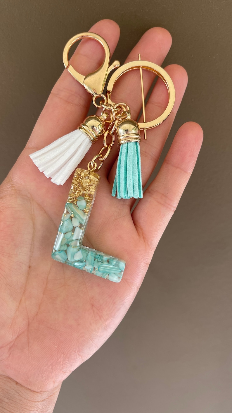 Initial Keychain Personalized Resin Letter Keychain Custom - Etsy