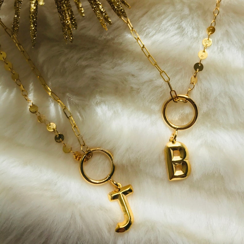 Chain Link Initial Necklace Gold Link Chain Gold Initial - Etsy