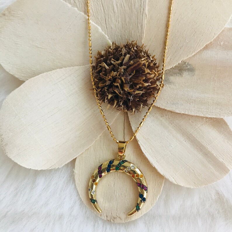 Moon Initial Necklace Letter Necklace Crescent Moon | Etsy