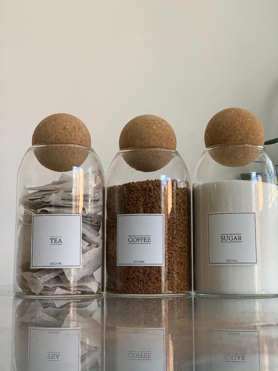 Tea Coffee Sugar Canisters Tea Coffee Sugar Storage Jars Glass - Etsy