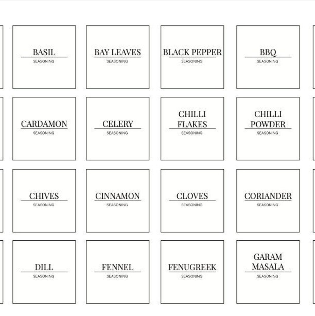 Spice Jars Herbs and Spice Labels Minimalist White Labels for Spice ...
