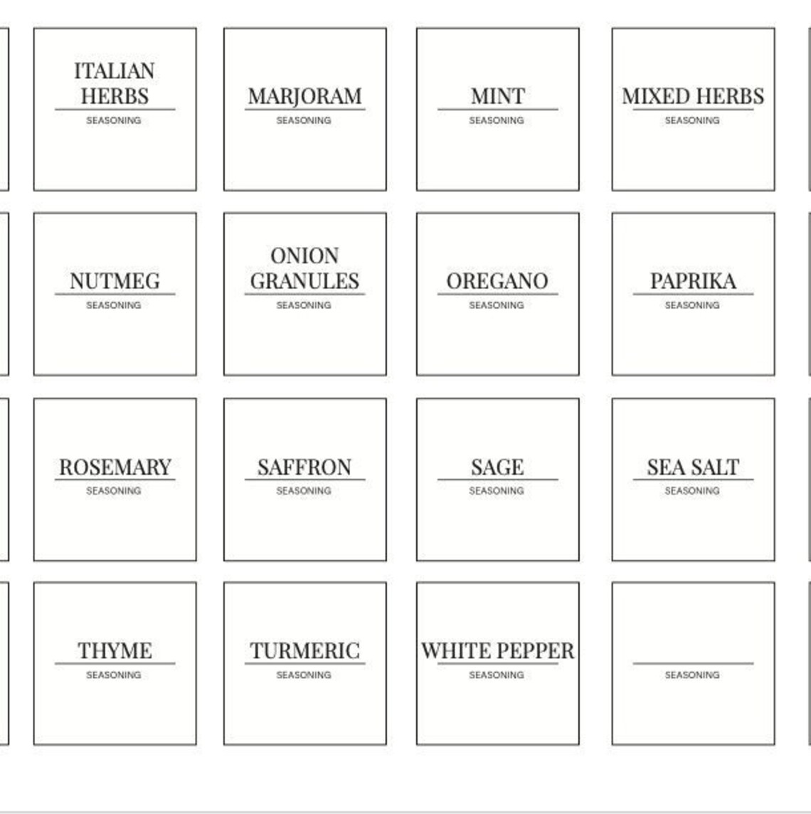 Spice Jars Herbs and Spice Labels Minimalist White Labels for Spice ...