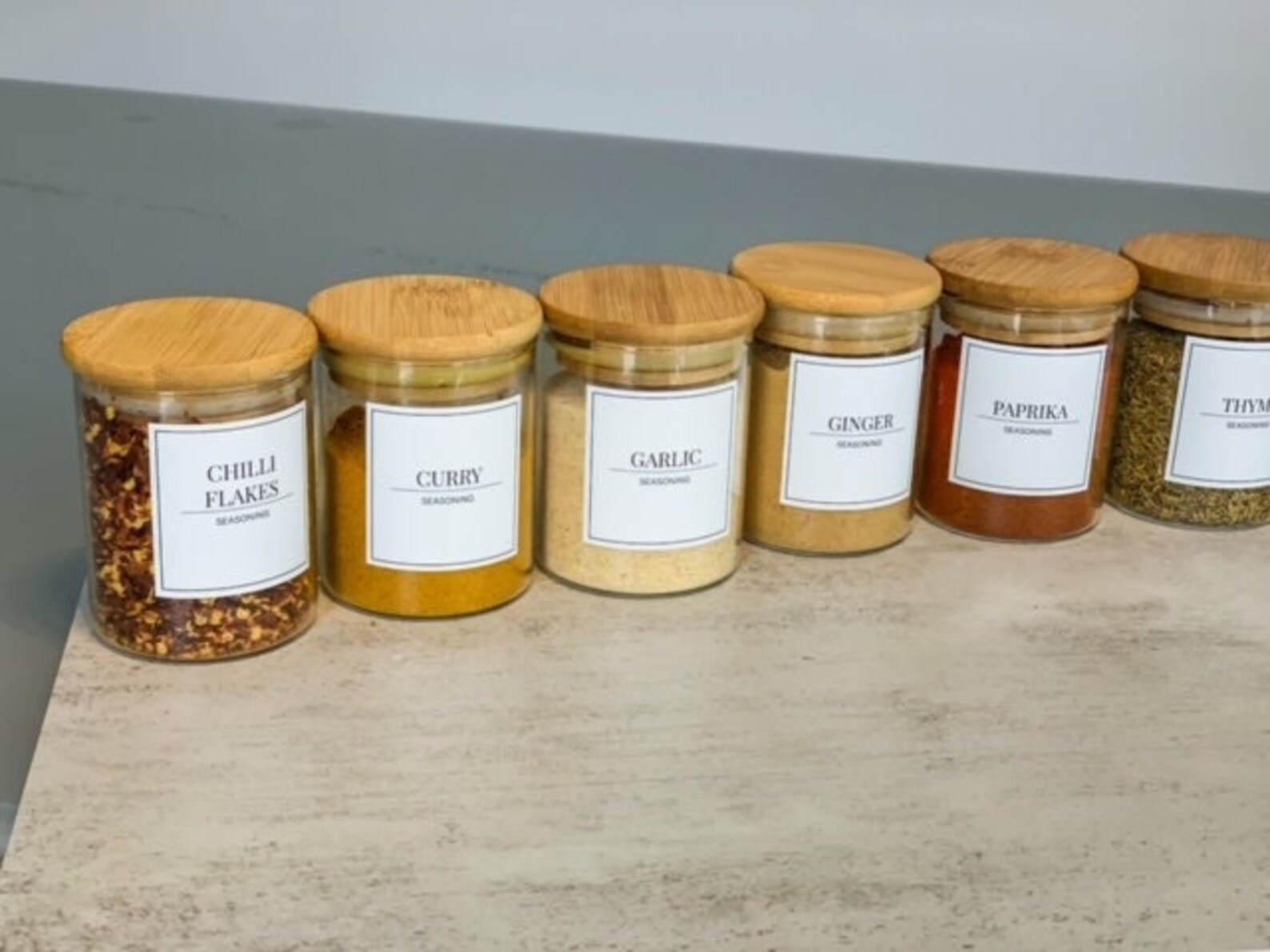 Spice Jars Bamboo Lid Glass Herbs and Spice Jars Eco Friendly Glass ...