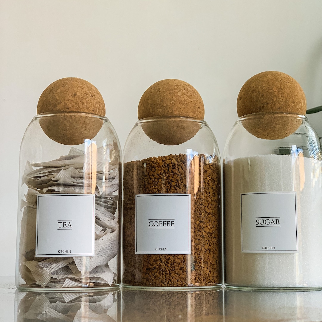 Tea Coffee Sugar Canisters Tea Sugar Coffee Containers Storage Glass ...