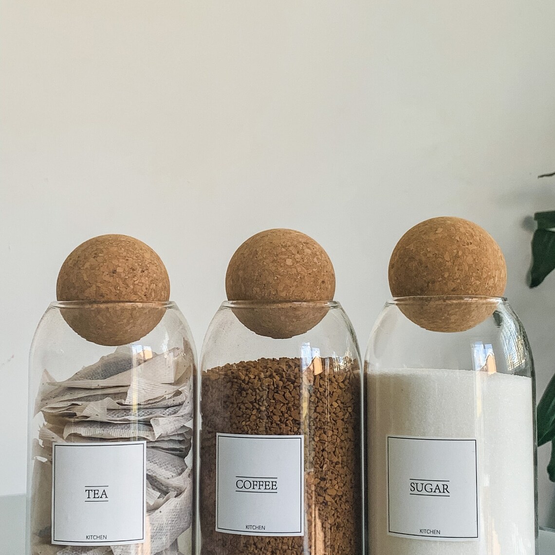Tea Coffee Sugar Canisters Tea Sugar Coffee Containers Storage Glass ...