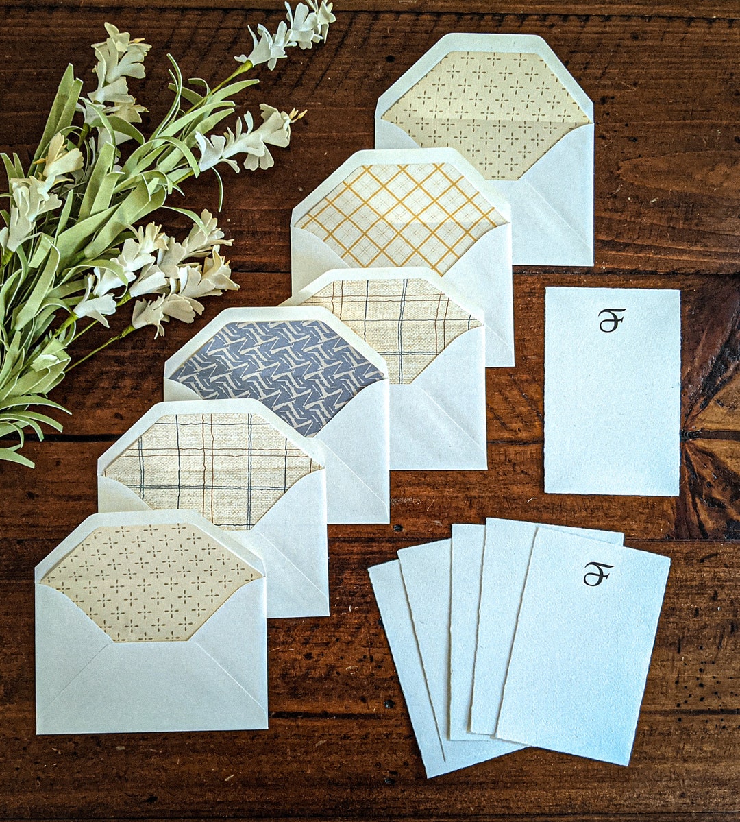Set of 6 Initialed f Note Cards With 6 Lined - Etsy