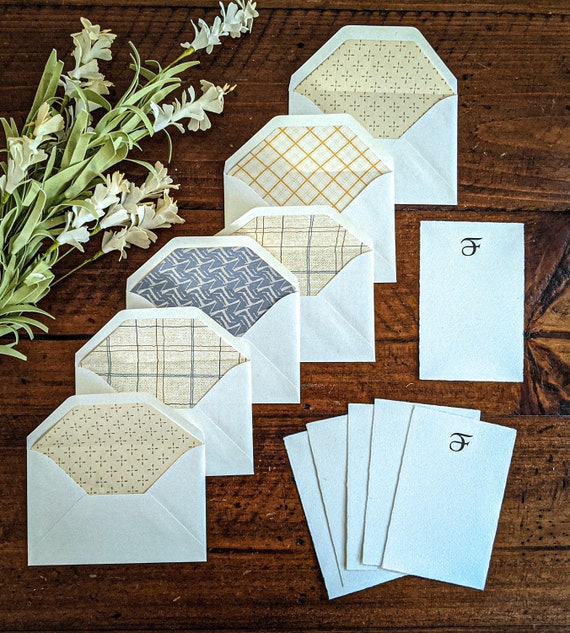 Set of 6 Initialed f Note Cards With 6 Lined - Etsy