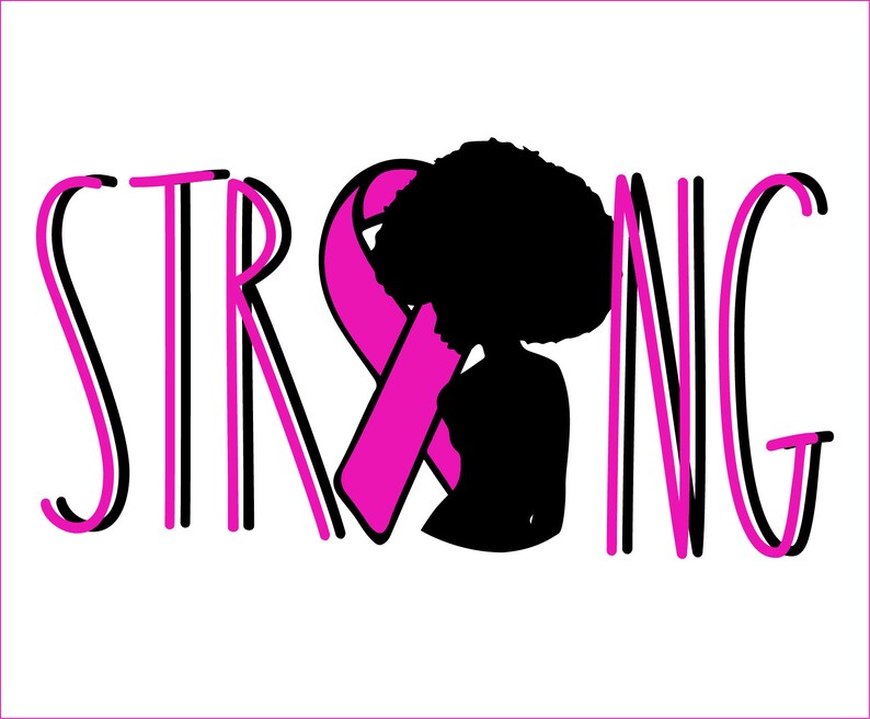 Strong, Pink Ribbon Svg, Queen Clipart African American Pink Cancer ...