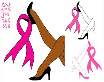 High Heels, Pink Ribbon Svg, Crush Cancer Svg African American Pink ...