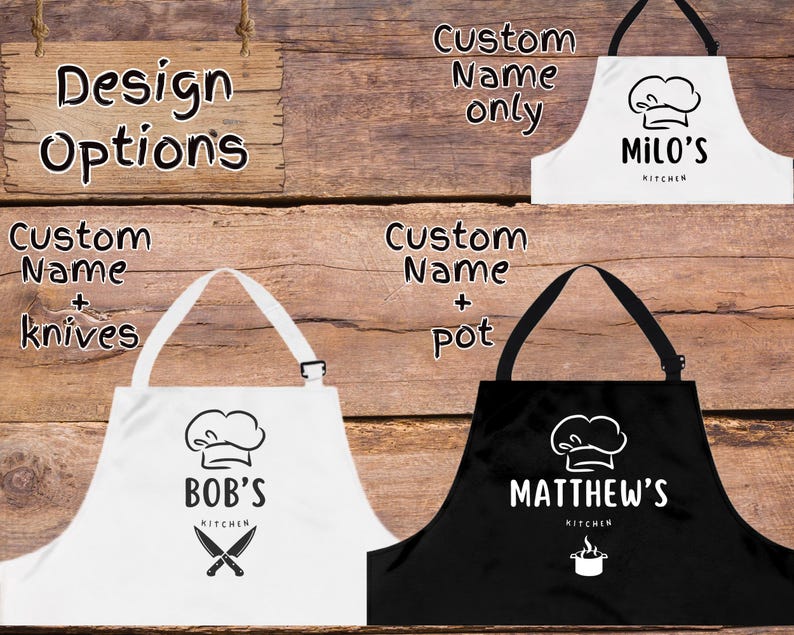 Personalized Apron With Chef Hat, Personalized Kitchen Apron for Men ...