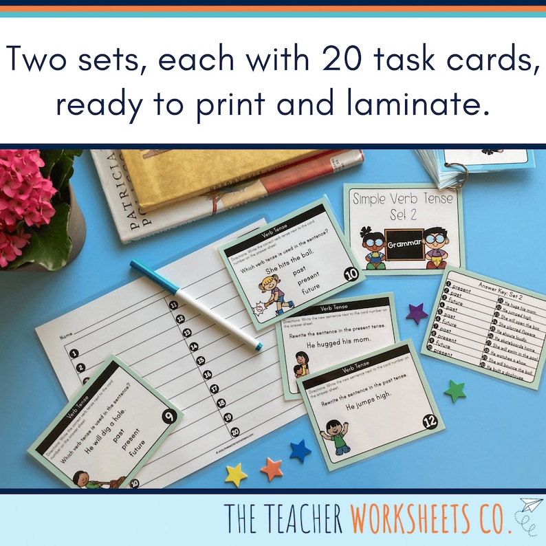 Verb Tense Task Cards - Etsy