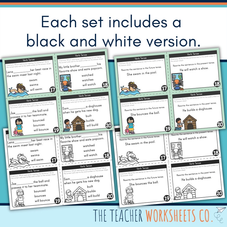 Verb Tense Task Cards - Etsy