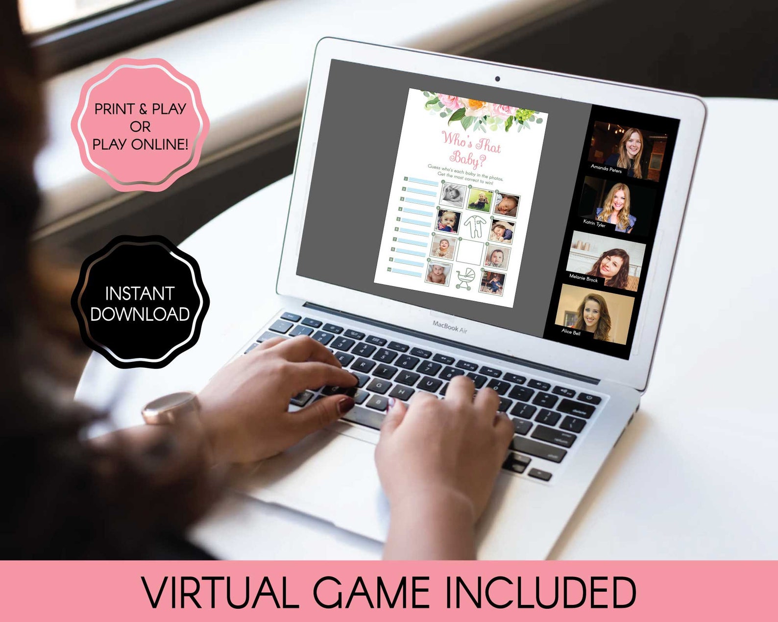 Virtual Baby Shower Games Bundle Floral Design Baby Shower | Etsy