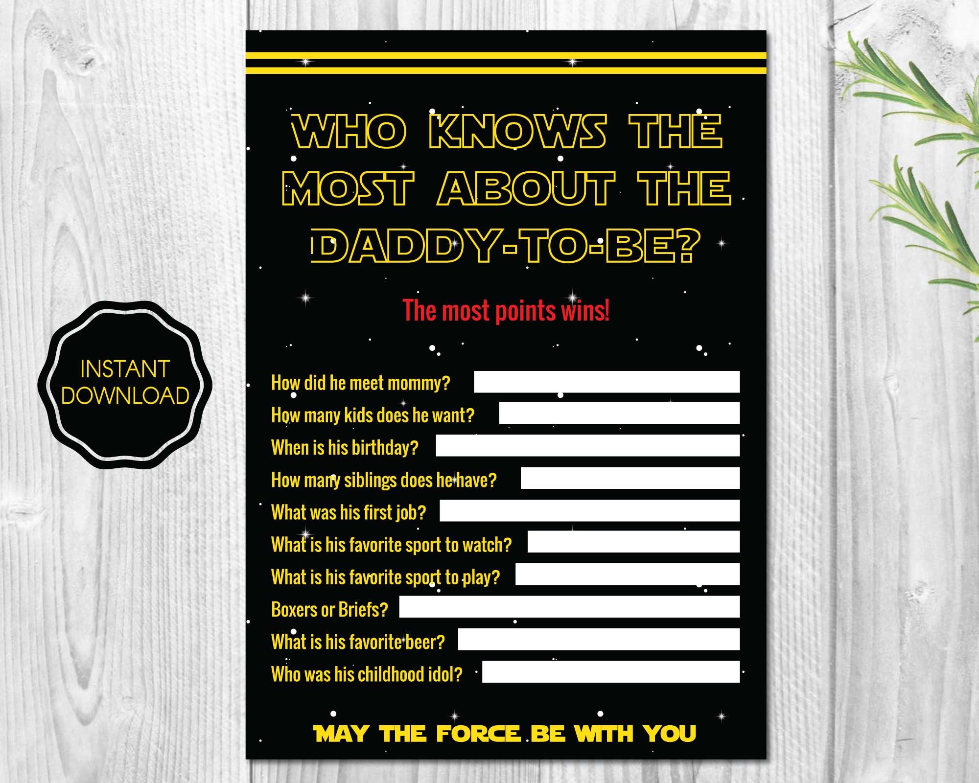 Who Knows Daddy Best, Baby Shower Game for Men, How Well Do You Know ...