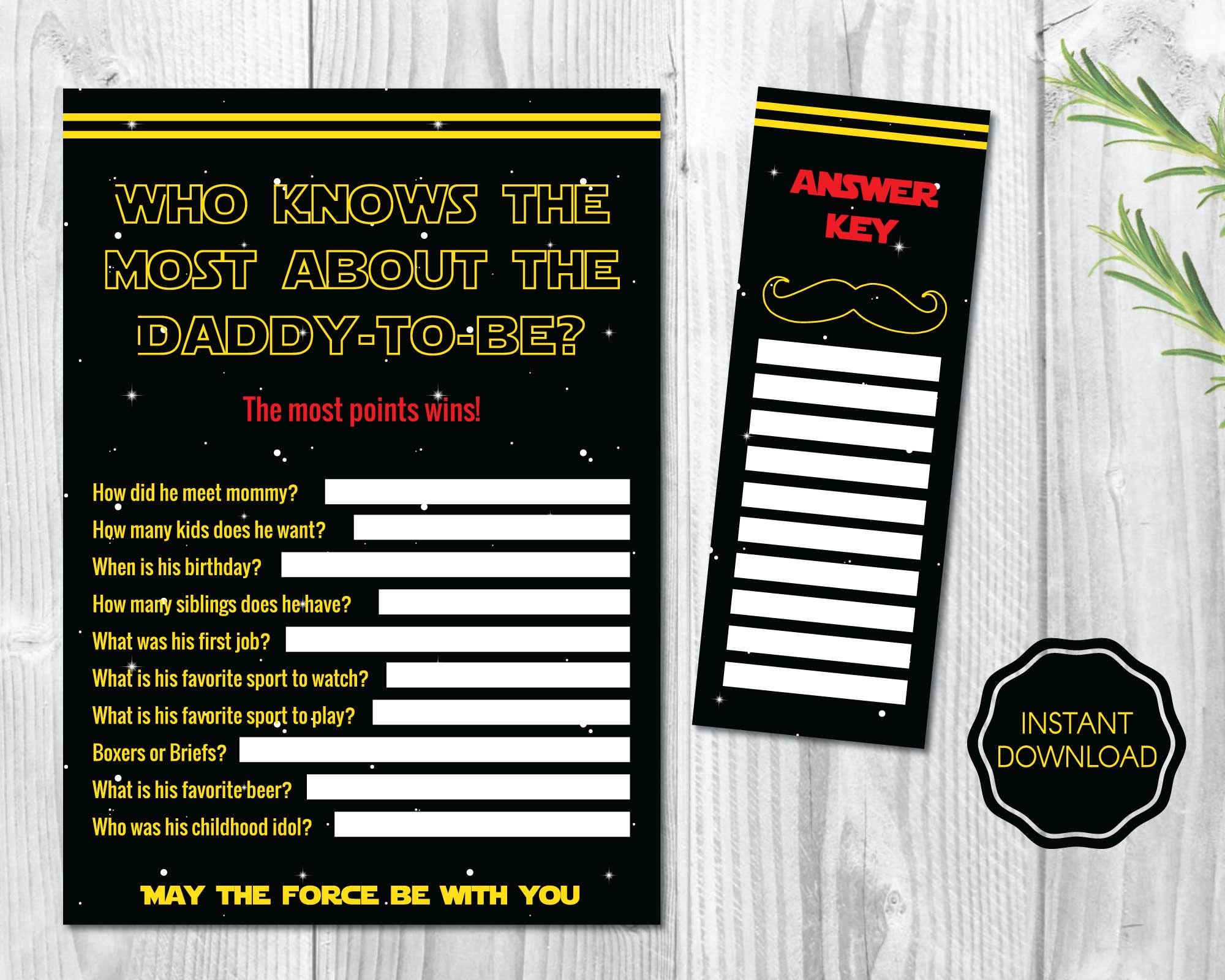 Who Knows Daddy Best, Baby Shower Game for Men, How Well Do You Know ...