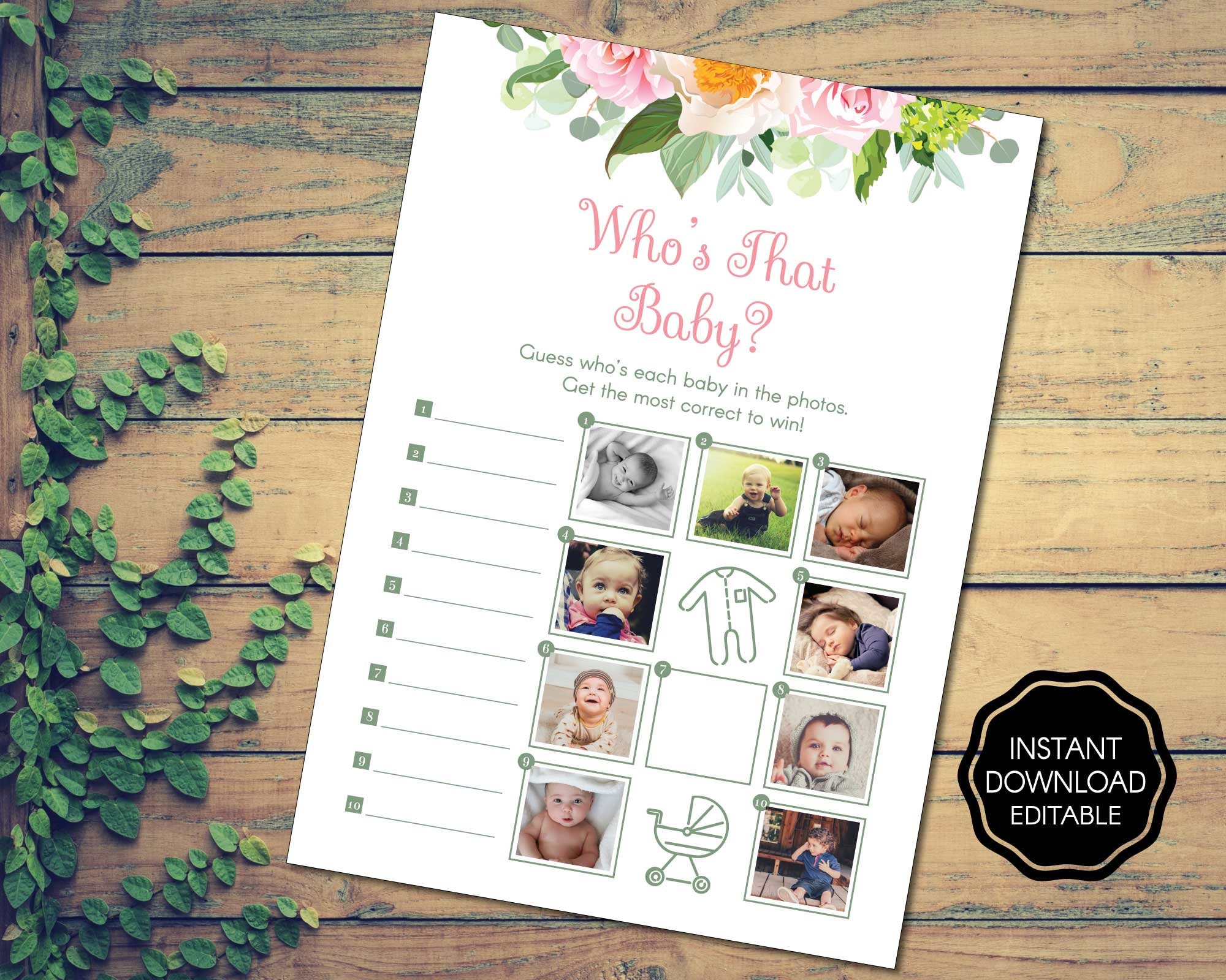 Who's That Baby, Baby Shower Game, Virtual Baby Shower Game, Guess Who ...
