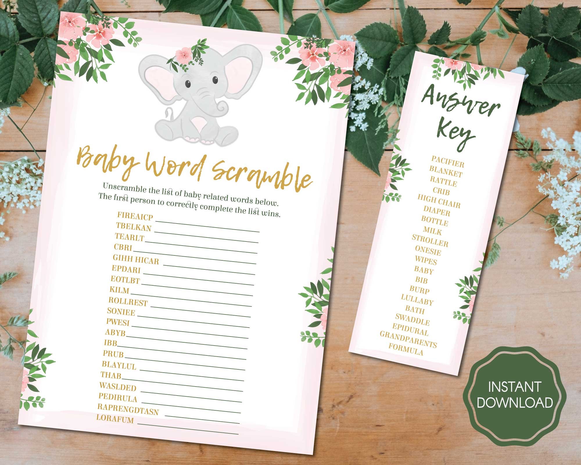 Baby Word Scramble, Virtual Baby Shower Word Scramble Game, Zoom Baby ...