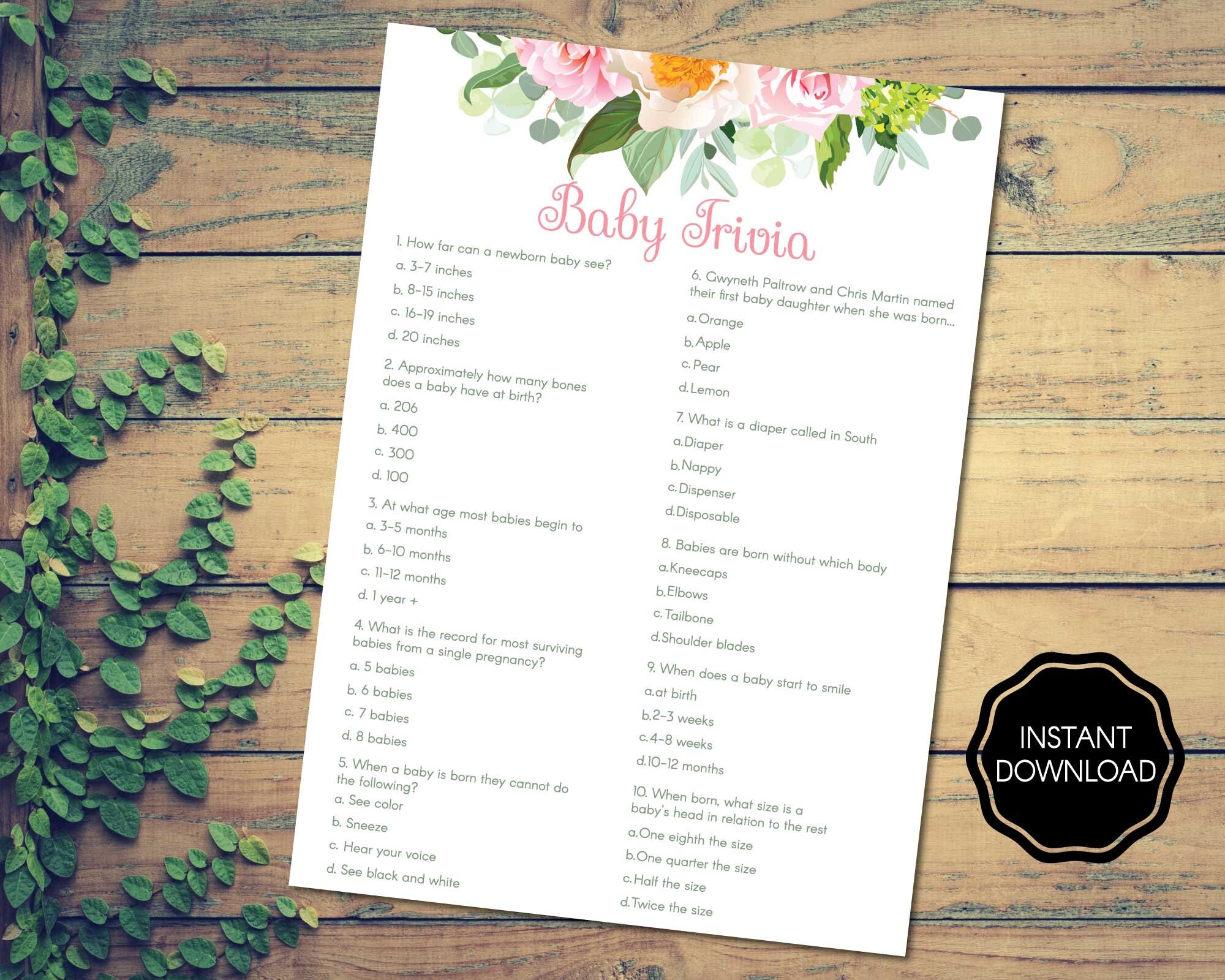 Virtual Baby Shower Games Bundle, Floral Design Baby Shower Games, Zoom ...