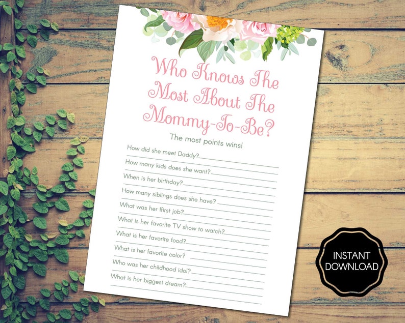 Virtual Baby Shower Games Bundle, Floral Design Baby Shower Games, Zoom ...