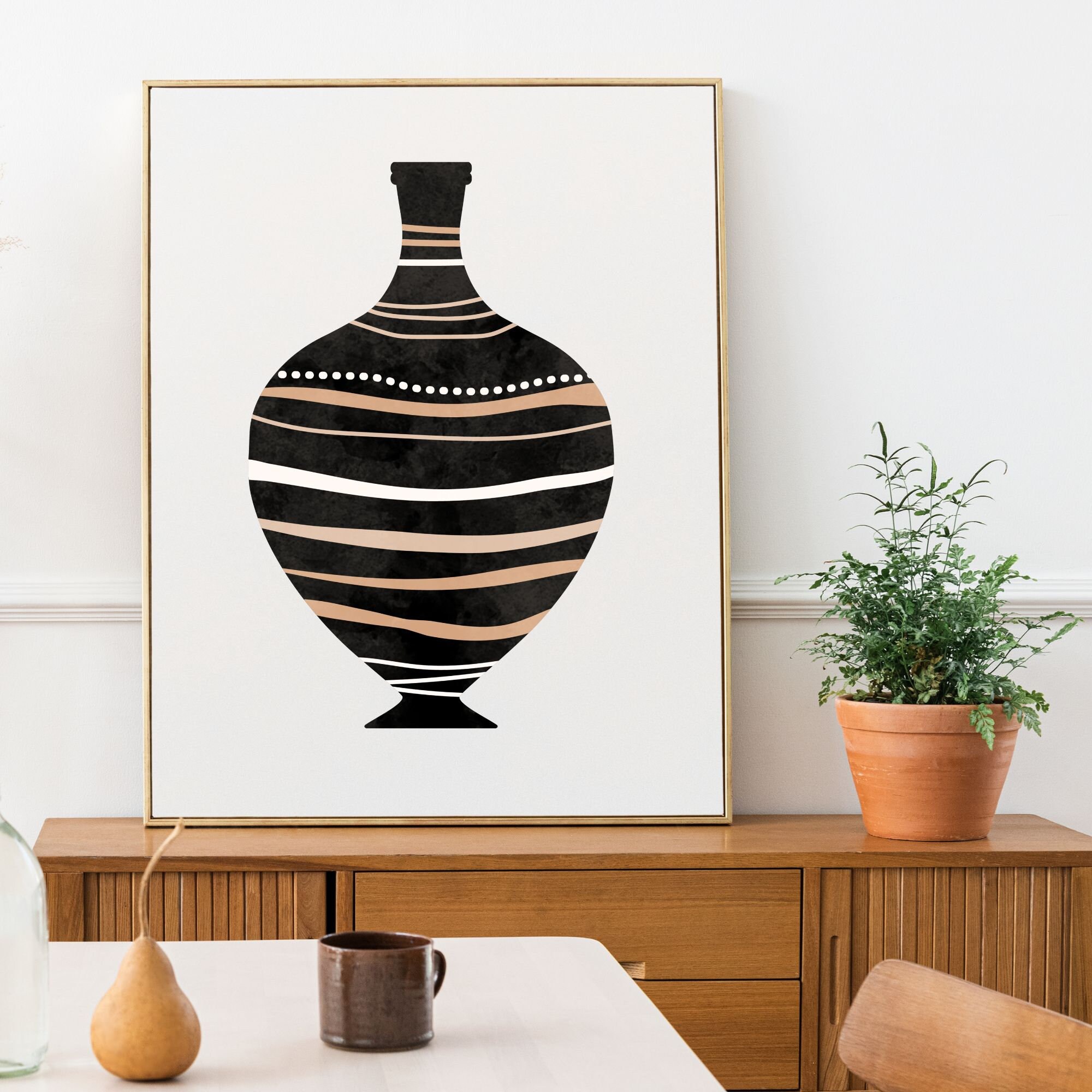 African Vases Printable Art Set | Distressed Boho Vase Printable ...