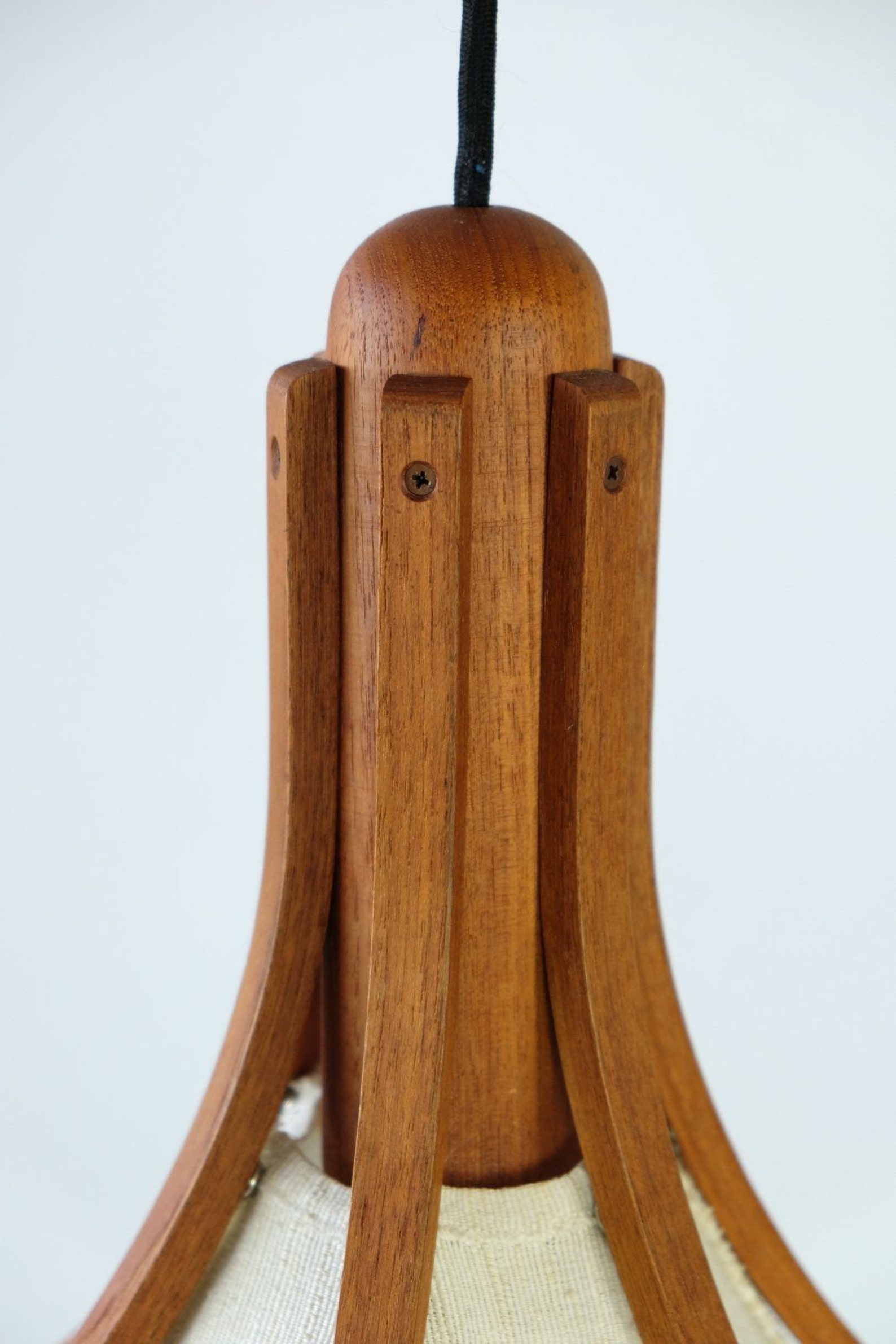 1 of 3 Domus 2415 Teak Wood Lamp Midcentury With Leinen Cover - Etsy UK