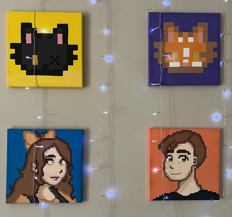 Stardew Valley Inspired Painted Portrait | Pixel Art Canvas Painting ...