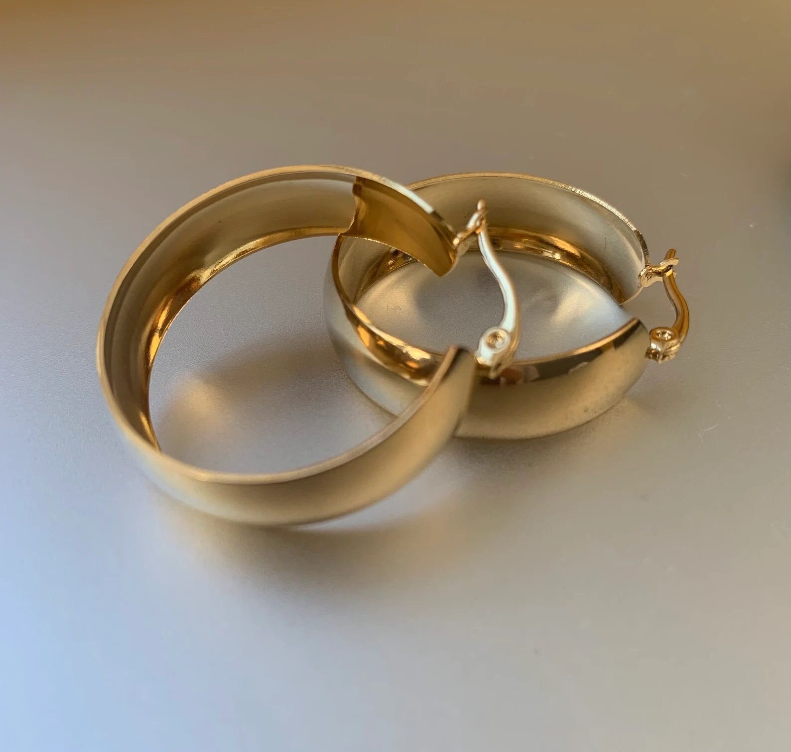 Wide Gold Hoops Chunky Gold Hoop Earrings Set of 2 Gold - Etsy