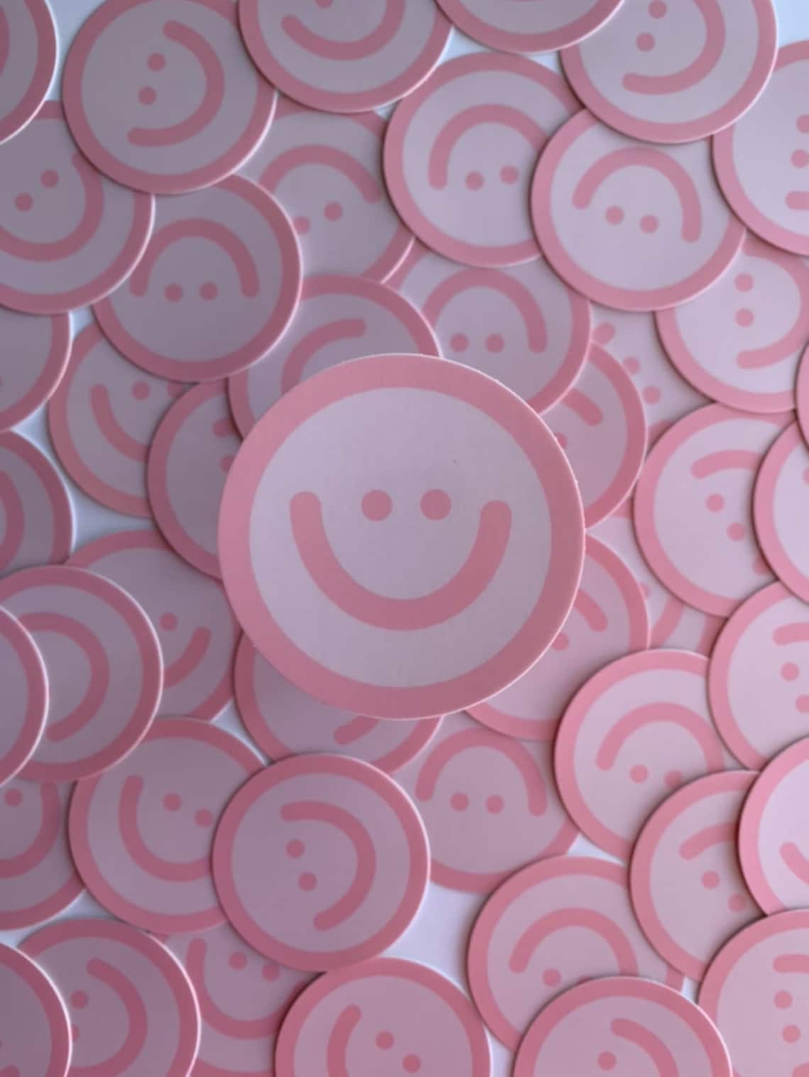 Pink Smiley Face Sticker, Smiley Face Sticker, Happy Face Sticker ...