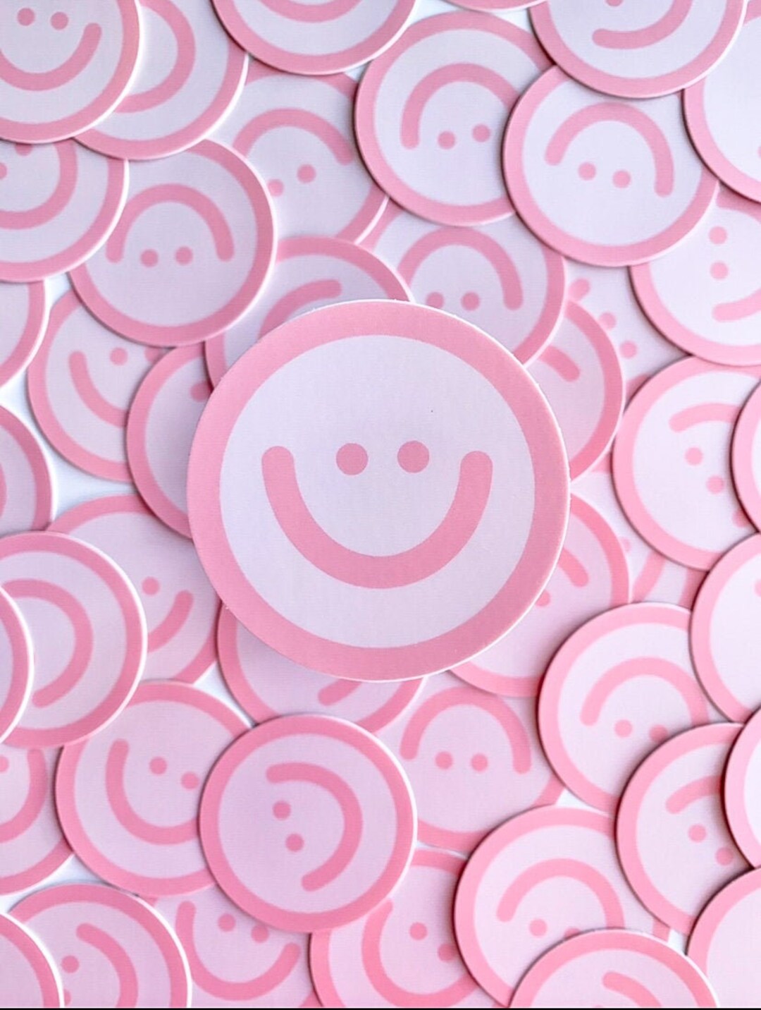 Pink Smiley Face Sticker, Smiley Face Sticker, Happy Face Sticker ...