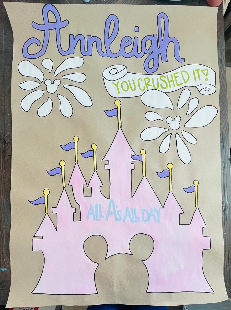 Custom Disney World Window Banner, Hand-painted Family Vacation Decor ...
