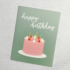 Happy Birthday Cake - Greeting Card - Etsy