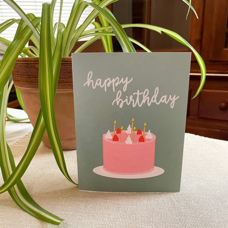 Happy Birthday Cake - Greeting Card - Etsy